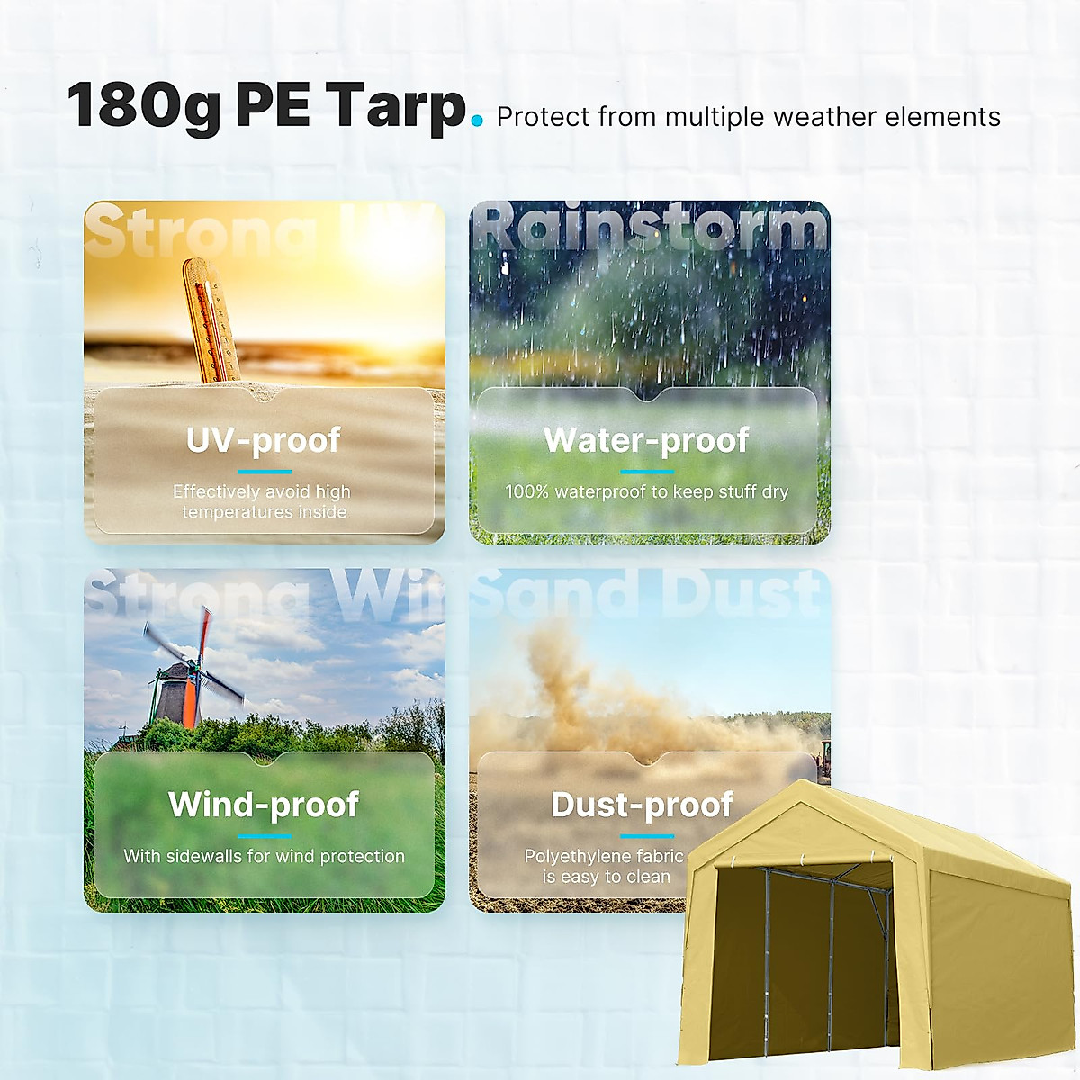 ADVANCE OUTDOOR 10x20 ft Heavy Duty Carport with Removable Sidewalls and Doors, Adjustable Height Car Canopy Garage Party Tent Boat Shelter with Reinforced Poles, Beige