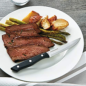 Farberware Stamped Triple Rivet Steak Knife Set, 4-Piece, Black