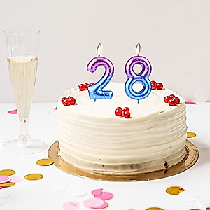 SAVITA 2.37 Inch Numeral Birthday Candle, Number Candle Purple to Blue Gradient Color Glitter Cake Topper for Birthday Party Anniversary Wedding (Number 3)
