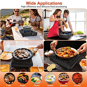 3300W Portable Camping Dual Fuel Stove, Butane & Propane Compatibility, Piezo Electric Ignition Single Burner, Automatic Tank Ejection Overpressure Cut Off Carry Case for Camping Picnic Fishing BBQ RV