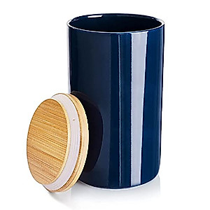 Sweese Ceramic Canisters for the Kitchen, 65oz Canister with Bamboo Lid Porcelain Food Storage Jar Modern and Clean Kitchen Organization for Coffee, Flour, Tea, Sugar, Airtight Container, Navy