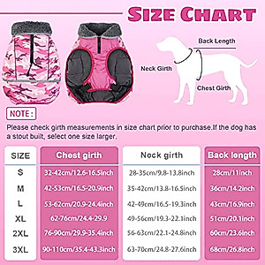 IKIPUKO Dog Winter Coat, Waterproof Windproof Dog Snowsuit Warm Dog Coat with Neck Zipper, Dog Cold Weather Coats for Large Medium Small Dogs, Dog Fleece Jackets Reflective Dog Puffer Coat(Camo L)