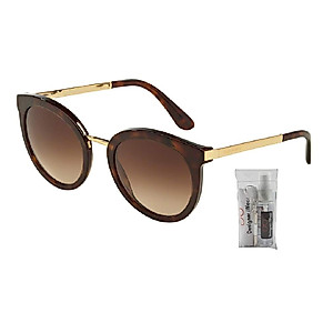 Dolce & Gabbana DG4268 502/13 52M Havana/Brown Gradient Round Sunglasses For Women+ BUNDLE with Designer iWear Eyewear Kit
