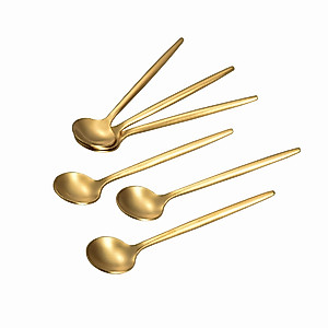 IMEEA Espresso Spoons Gold Demitasse Spoons Stainless Steel Coffee Spoons Mini Teaspoons 5.1-Inch, Set of 6