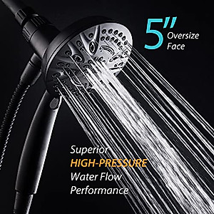 AquaDance New Magnetic Guidance Docking System - High-Pressure 8-setting Handheld Shower Head with Giant 5 inch Face, Magnetic Bracket, Extra-long 72 inch Stainless Steel Hose/Matte Black Finish