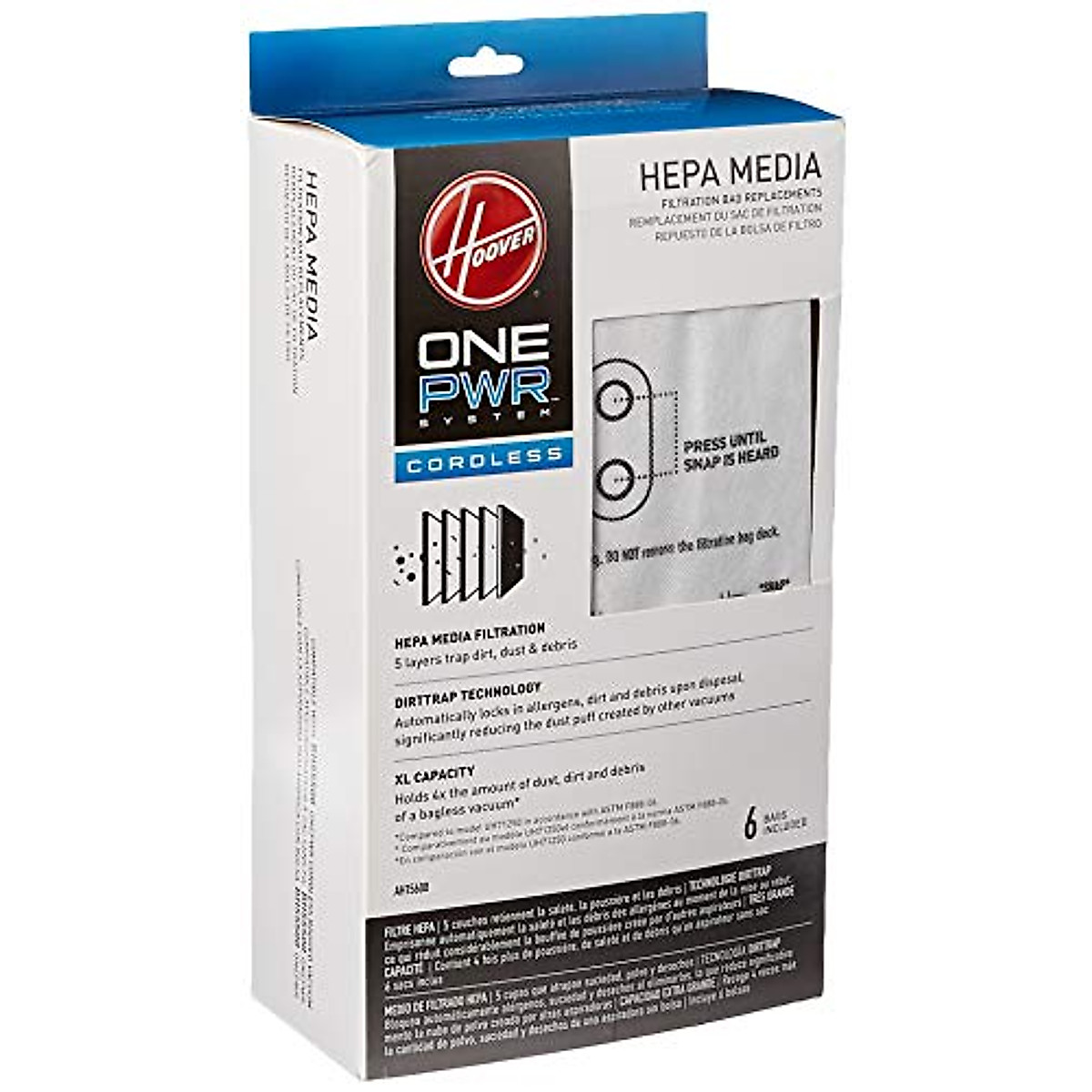 Hoover HEPA Replacement Bags for ONEPWR Cordless Upright Vacuum Cleaner, White