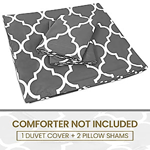 Utopia Bedding 1 Duvet Cover with 2 Pillow Shams - 3 Pieces Comforter Cover with Zipper Closure - Ultra Soft Brushed Microfiber, 90 X 90 Inches (Queen Size, Quatrefoil Grey)