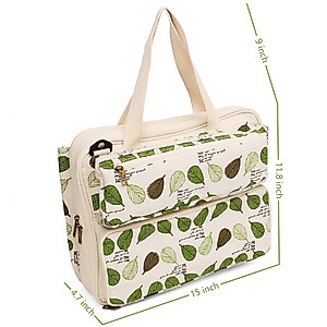 Lavievert Knitting Tote Bag Yarn Storage Bag for Carrying Projects, Knitting Needles, Crochet Hooks and Other Accessories