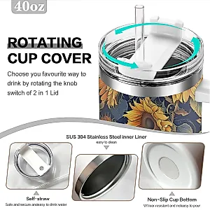 Catygift - Sunflower Style - Personalized Customized 40oz Tumbler - Camping Gift For Him, Her 40oz Tumbler With Handle Gift Ideas Handle Can Change Color