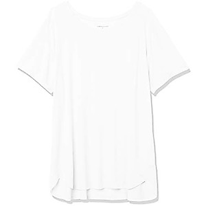 Amazon Essentials Women's Studio Relaxed-Fit Lightweight Crewneck T-Shirt (Available in Plus Size), White, Medium
