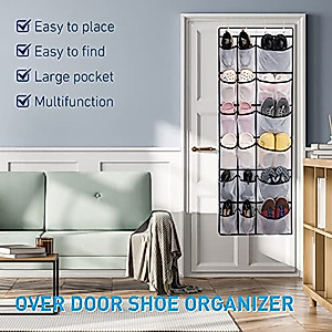 charleskeith Hanging Closet Organizer, Hanging Shoe Rack, Over Door Shoe Organizer, Pantry Organizers and Storage with 12 Small & 6 Large Mesh Pockets, Keep Your Supplies Neat and Tidy (White)