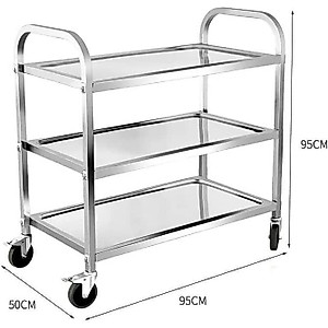 ANIIC Rolling Cart Trolley Carts with Wheels Office 3 Tier Kitchen Storage Cart with Wheels Stainless Steel Trolley Commercial Food Pantry Rolling Cart Kitchen Utility Cart Dorm Room Essentials