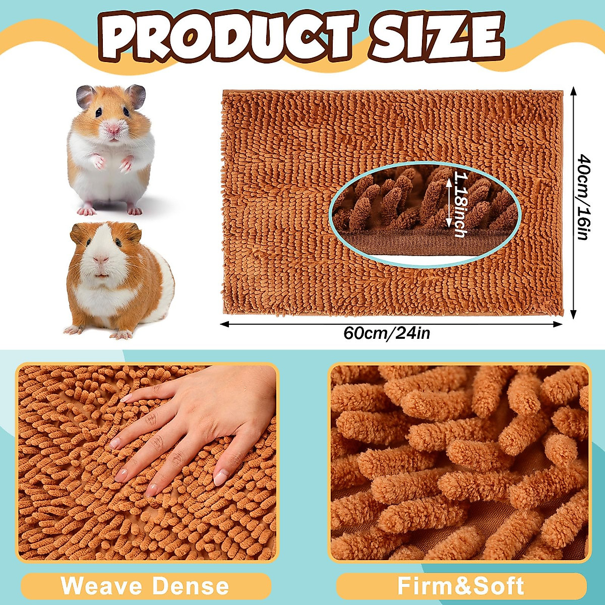 Timgle 4 Pieces Guinea Pig Cage Liners with Cleaner Set Washable Reusable Guinea Pig Bedding Absorbent for Guinea Pig Training Pad Supplies and Other Small Animals, Mixed Colors (24 x 16 Inch)