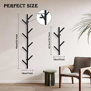 FANTAKI Coat Rack Wall Mount Set of 2, Black Metal Vertical Hat Rack for Wall, Floating Coat Racks for Jackets/Bags/Scarves, Coat Hanger Wall Mount for Entryway/Office/Hallway/Bathroom