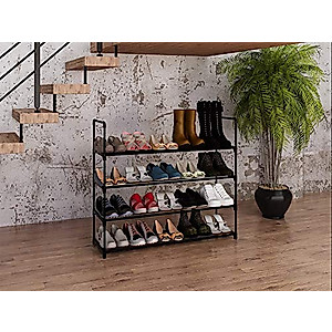 SOONEEDEAR 4-Tier Shoe Rack Metal Shoe Tower 20-Pair Shoe Storage Organizer Unit Entryway Shelf Stackable Cabinet Stackable Shoe Tower Durable Metal Shelves