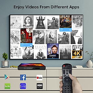 Android 11 TV Box 4GB RAM 64GB ROM W2 Mali-G31 Smart Set Top Box Builtin 2.4G/5G WiFi Bluetooth 4.2, Media Player Support 3D 4K UHD Videos, with Wireless Mini Keyboard