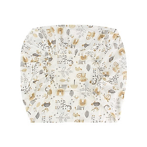 Levtex Baby - Kenya Crib Fitted Sheet - Fits Standard Crib and Toddler Mattress - Boho Elephants, Leaves and Flowers - Grey and Taupe - Nursery Accessories - 100% Cotton