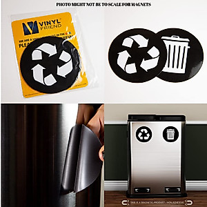Recycle and Trash Magnetic Stickers Logo (4 Pack) - for Metal or Plastic Garbage cans, and Bins - Indoor & Outdoor - Laminated and UV Protected Premium Decal 2567 (Black - Magnetic, XSmall)
