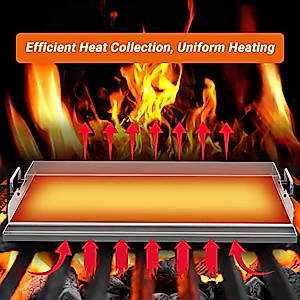 Skyflame Universal Stainless Steel Griddle Plate with Even Heating Bracing for BBQ Charcoal/Gas Grills, 23" x 16" Rectangular Hibachi Flat Top Griddle for Indoor/Outdoor Cooking