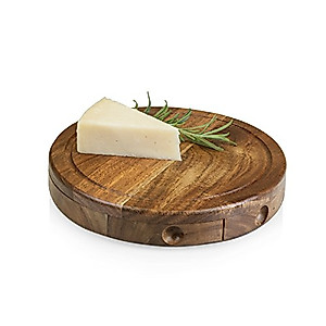 TOSCANA - a Picnic Time brand Acacia Brie Cheese Board and Knife Set - Charcuterie Board Set - Wood Cutting Board, (Acacia Wood) 7.5 Inches
