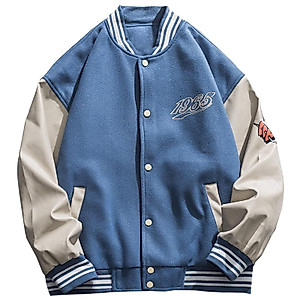 Aelfric Eden Men's Letter Foaming Love Print Varsity Jacket Vintage Graphic Baseball Jacket Unisex Coats Streetwear