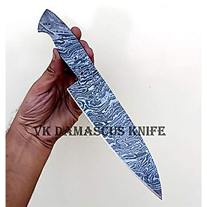 Handmade Damascus Chef knife Kitchen Knife Blank Blade fixed blade knife VK3542 (Silver 3)