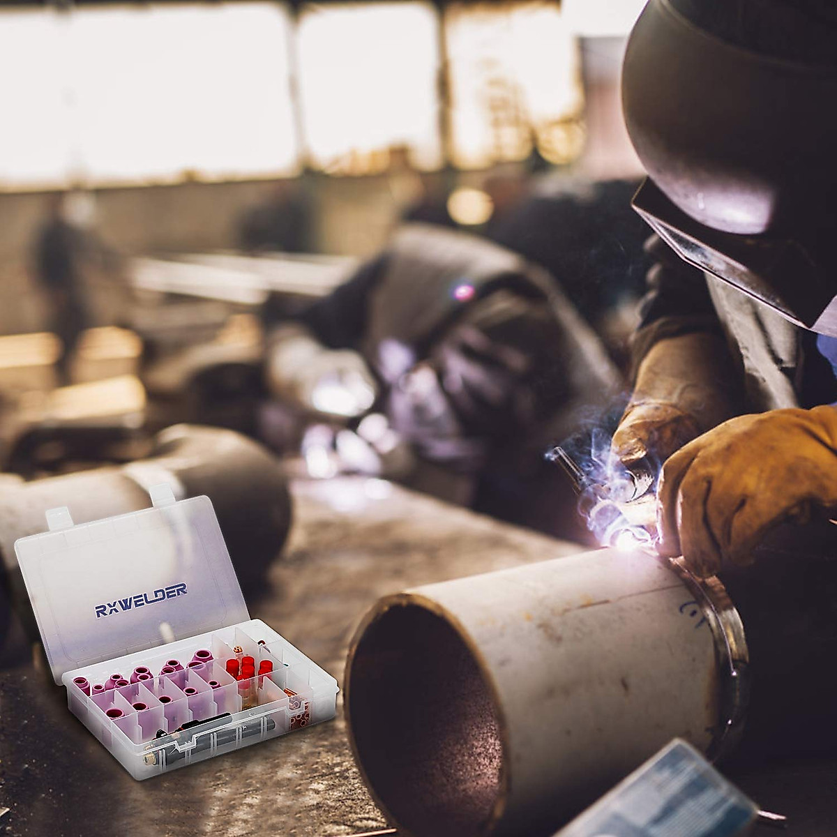 RX WELD 57PCS TIG Welding Torch Stubby Gas Lens #12 Pyrex Glass Cup Kit For WP-17/18/26