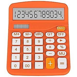 Helect Calculator, Standard Function Desktop Calculator (Orange)