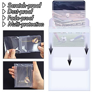 100 ct Toploaders Trading Card Sleeves Holder, Hard Plastic Top Loaders Penny Card Sleeves Card Protectors Fit for Baseball Cards, MTG Card (Include 100 Thick Sleeves & 200 Soft Sleeves)