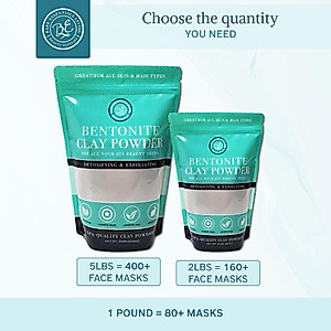 Bare Essentials Living - Bentonite Clay Powder (5lbs) Face Clay Mask, Bentonite Clay Detox for Skin, Clay Powder for Seed Bombs, Detox Bath, Cosmetic Clay Powder, Sodium Bentonite Clay - Made in USA