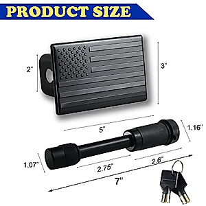 Trailer Hitch Cover Black American Flag Emblem Guard Locking Pin for 2" Inch Tow Rear Receivers Plug Covers Suitable for Trucks Cars SUV