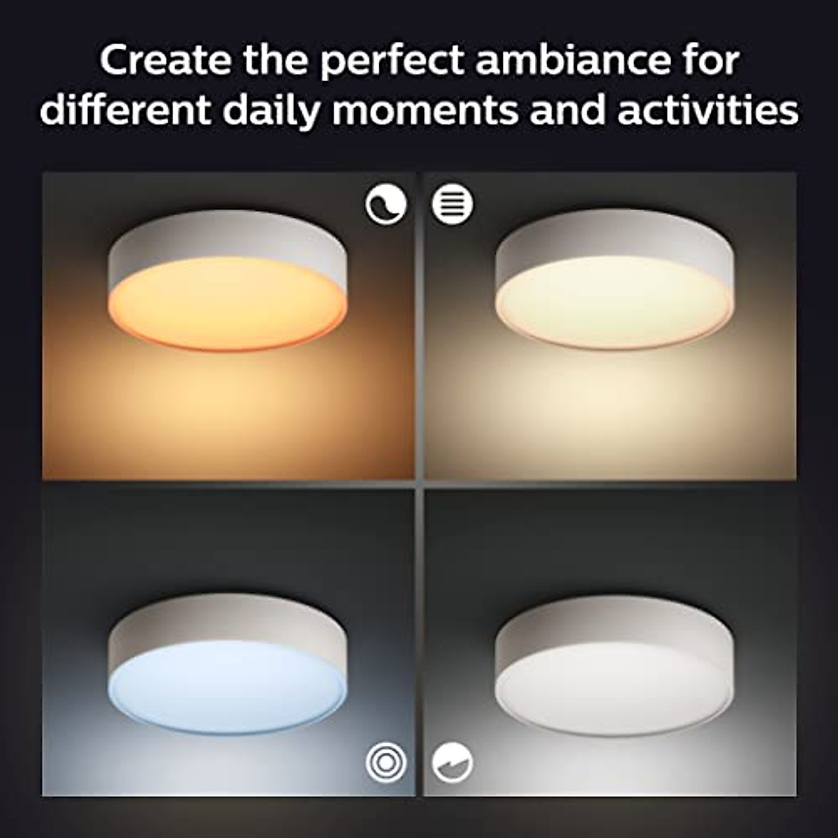Philips Hue Enrave Large White Ambiance Smart Ceiling Lamp, Bluetooth and Zigbee Compatible (Hue Hub Optional), White