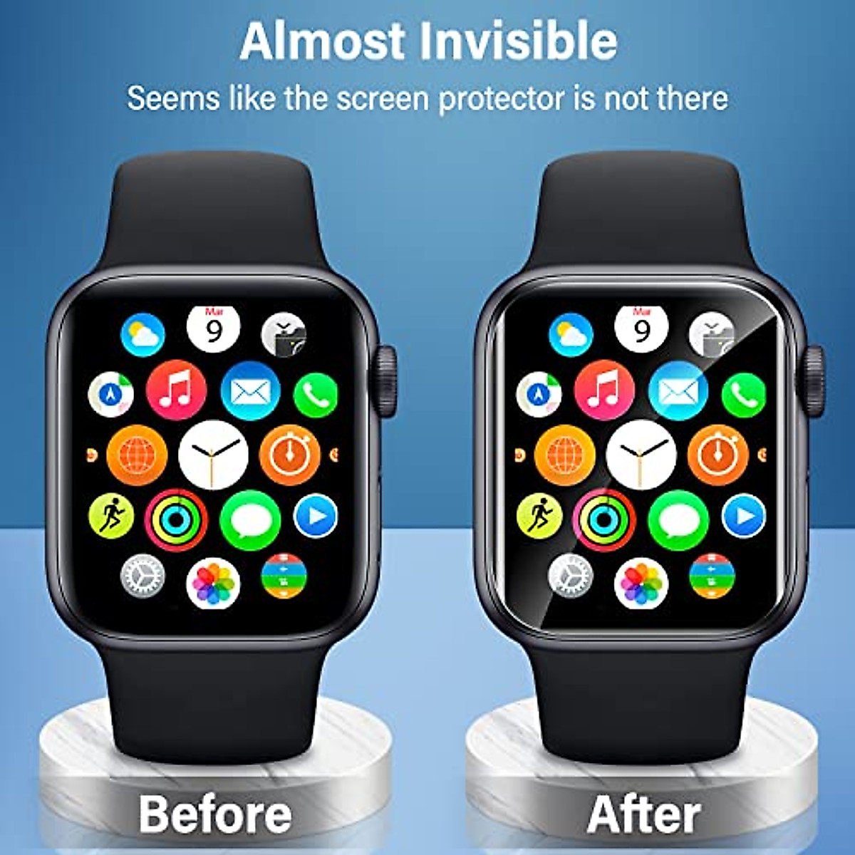 Uyiton 8Pack for Apple Watch Series 8/7 Screen Protector 45mm, Military-Grade Replacement TPU Film [Not Glass] iWatch Protector Anti Scratch Fingerprint Bubble Free High Touch Screen Protection Clear