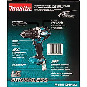 Makita XPH12Z 18V LXT Lithium-Ion Brushless Cordless 1/2" Hammer Driver-Drill, Tool Only