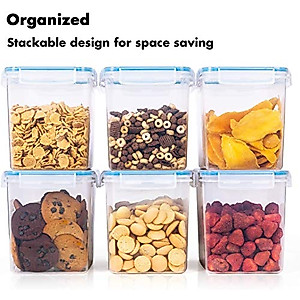 Airtight Food Storage Containers with Lids- HOOJO 6 Pcs (3.3QT / 3.6L) Plastic Containers for Flour, Cereal and Bulk Dry Food, BPA Free Storage Containers for Kitchen Pantry and Snacks, Blue