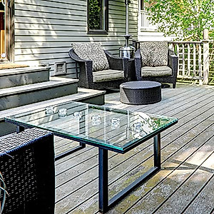 Fab Glass and Mirror Clear Tempered Top 24"x48" Rectangle 1/2" Thick with Flat Edge Radius Corner Replacement Dining, Coffee, Patio Table, Tabletop Protectors by Fab Glass, 24" X 48"