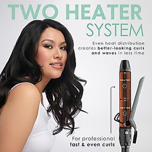 MINT Professional Extra Long Hair Curling Iron 1 1/2 inch | 2-Heater Ceramic Barrel That Stays Hot | 1.5 Inch Hair Iron Curler for Beach Waves | Travel-Ready International Dual Voltage