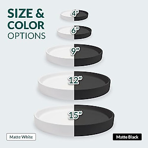 Willowy Matte White Ceramic Pot Saucer - Drainage Tray for 6, 7, 8, 9 Inch Planters + More Sizes