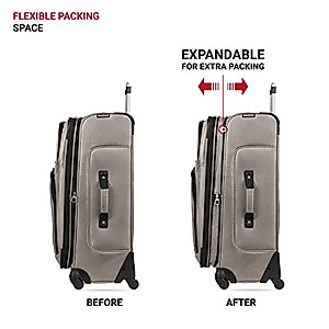 SwissGear Sion Softside Expandable Roller Luggage, Pewter, Checked-Medium 25-Inch