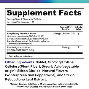 Oral Probiotics & Tongue Scraper for Bad Breath Support - Chewable Dental Probiotic for Teeth & Gums & Fresh Breath - 6 Probiotic Strains - BLIS M18 - Supportive Oral Probiotic - Mint Flavored - 60ct