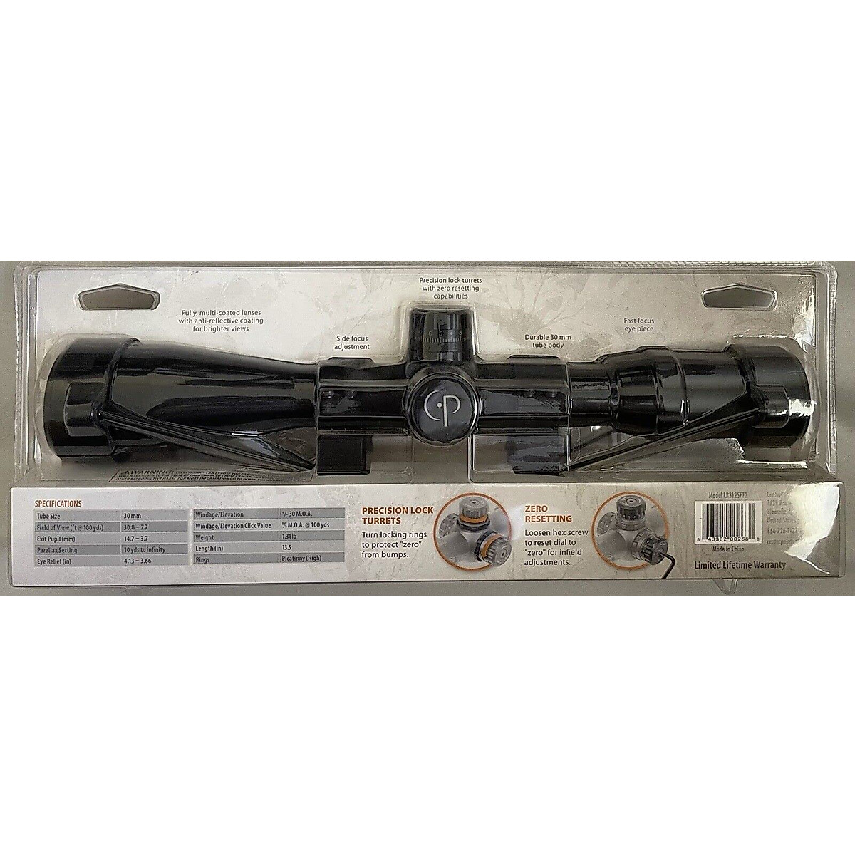 CenterPoint LR312SFT2 Precision Lock Turrets High Performance Riflescope