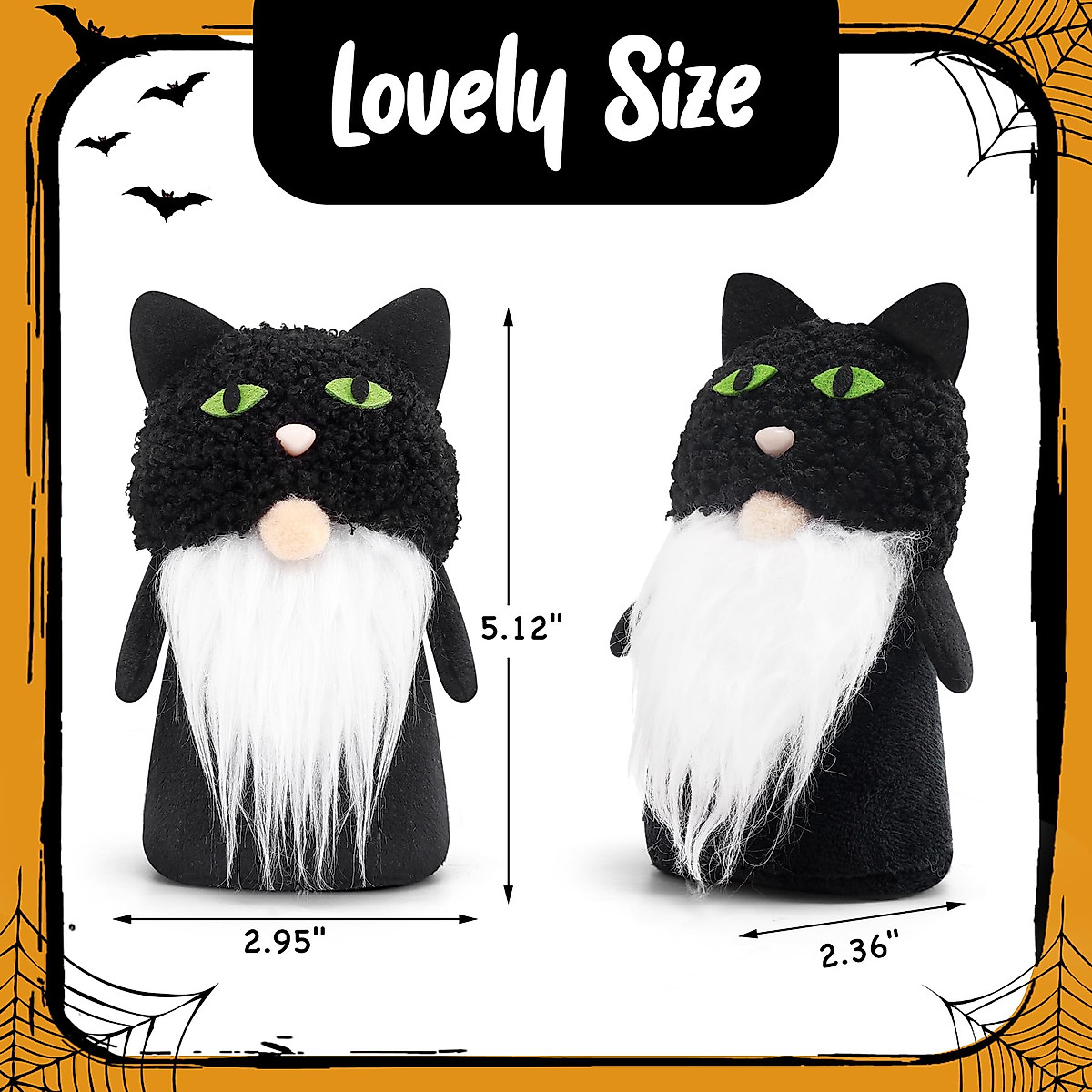 Kyhvoux Black Cat Gnomes Plush Decoration, 3 PCS Handmade Cute Elf Dolls Gift for Women Swedish Tomte Faceless Dwarf Winter Home Indoor Decor for Table Centerpieces Ornament Tiered Tray