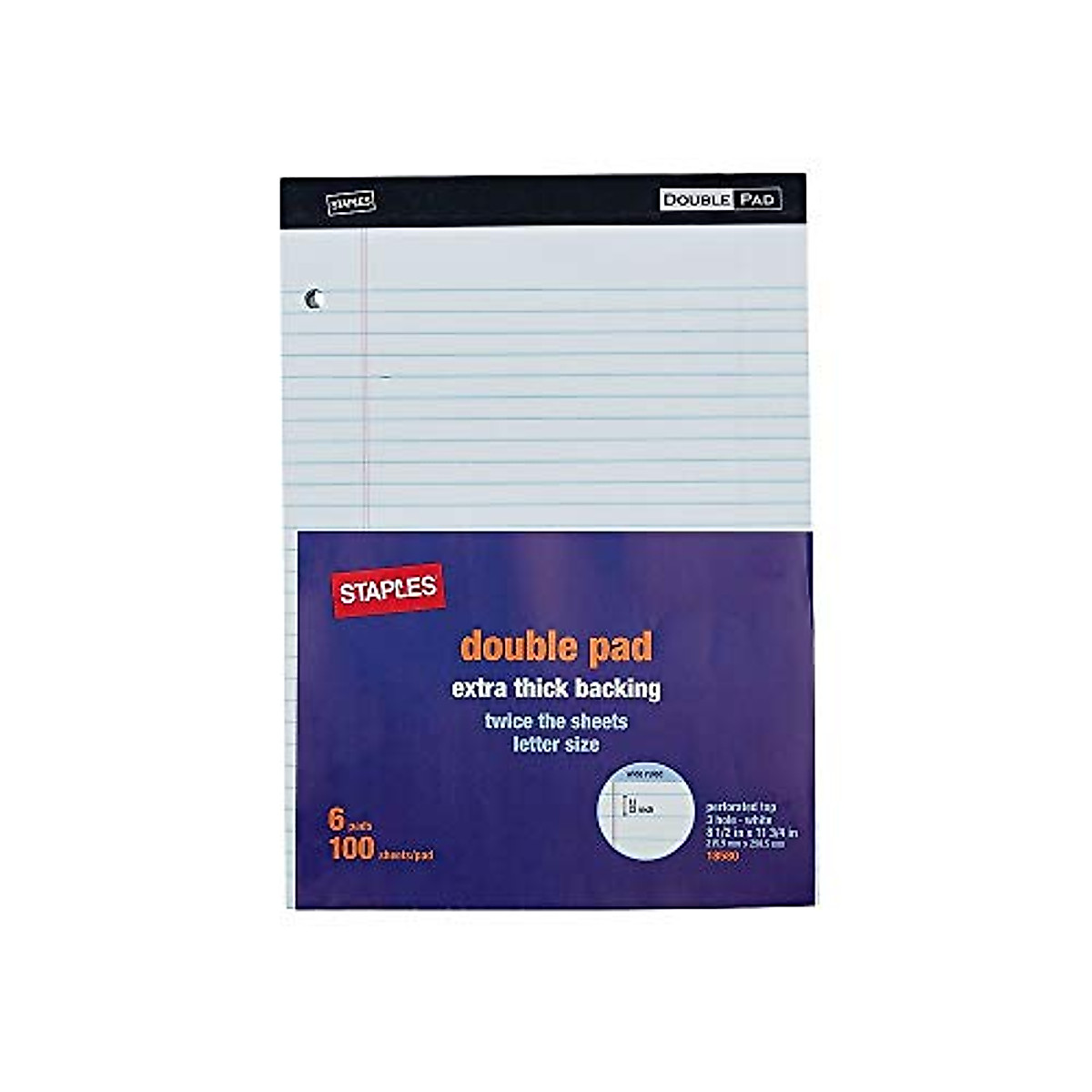 Staples 478900 Double Pad Notepads 8.5X11.75 White 100 Sh/Pd 6 Pd/Pk