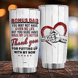 Wassmin Personalized Bonus Dad Tumbler Cup With Lid 20oz 30oz Double Wall Vacuum Insulated Stainless Steel Tumblers Coffee Travel Mug Father's Birthday Christmas Gifts For Step Dads Stepdad (Quote 1)