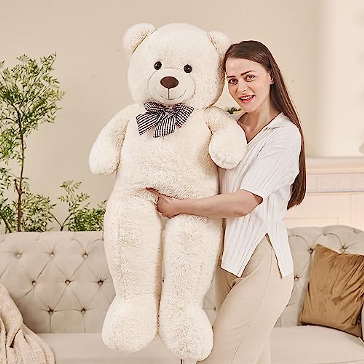 Misscindy Giant Teddy Bear Plush Stuffed Animals for Girlfriend or Kids 47 inch, (White)