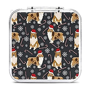 Rough collie christmas fabric cute pet dog xmas holiday christmas design best christmas dogs Game Card Case for Swítch Protective Portable Case Box with 12 Cartridge Slots