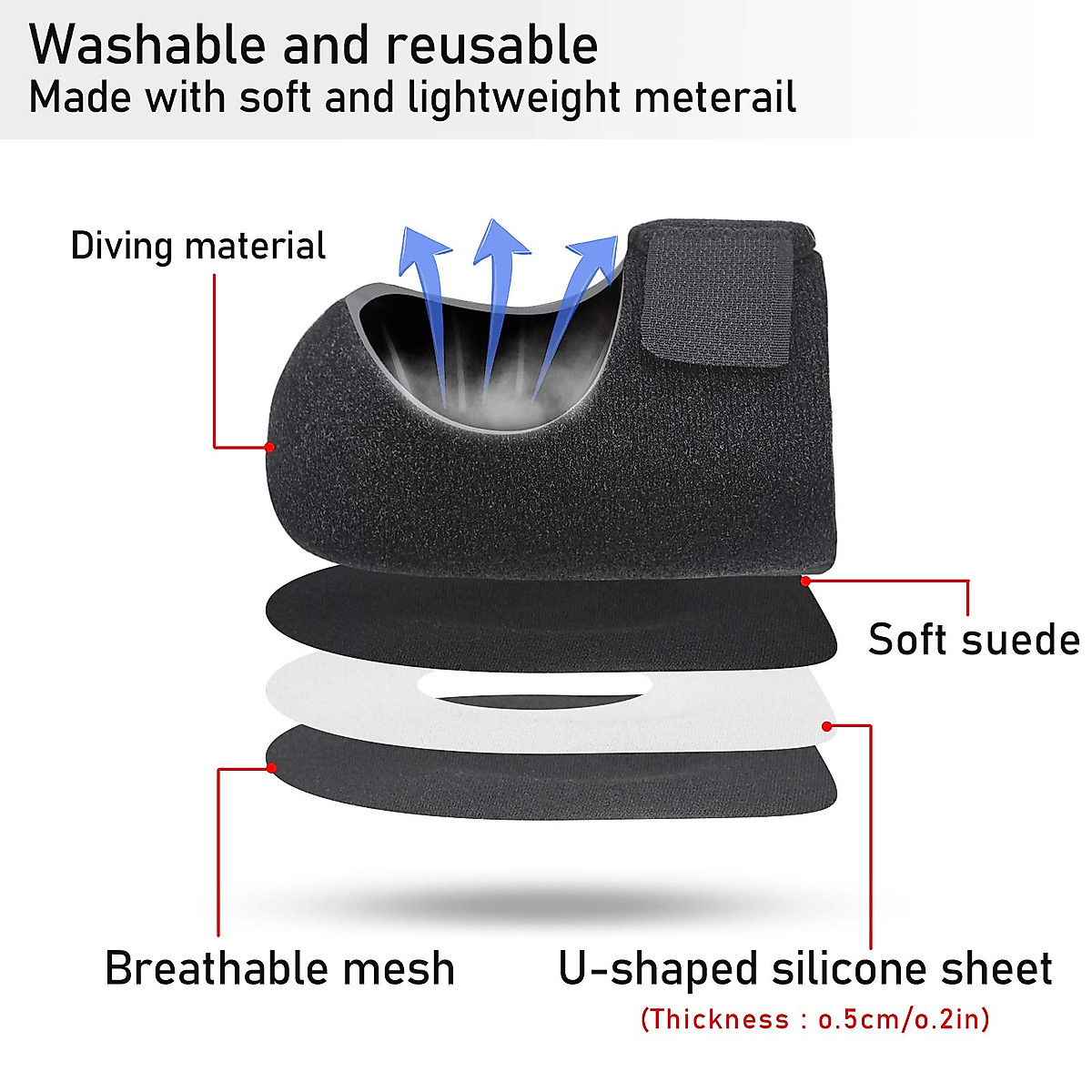 4 Pieces Heel Cushions Protectors Plantar Fasciitis Heel Pads Heel Cushion Inserts Heel Cups Adjustable Breathable Heel Support for Cracked, Dry, Achilles Heels, Heel Pain Relief (L, Black)