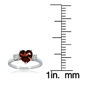 Ice Gems Sterling Silver African Garnet and Heart Ring, Size 9