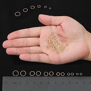 DADIFEN 18K Gold Jump Rings for Jewelry Making 3/4/5/6/7/8mm Jump Rings 22 Gauge Open Ring O Rings for DIY Necklaces Bracelet Earrings Chainmail Keychain Jewelry Making