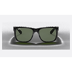 Ray Ban RB4165 JUSTIN 601/71 55M Black/Green Sunglasses For Men For Women